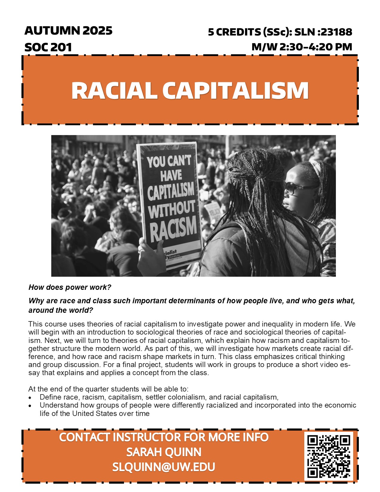 Highlighted Courses | Department of Sociology | University of Washington